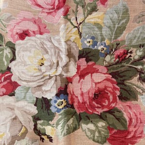 Lush Pink & White Cabbage Roses Unused Fabric Remnantromantic Chic ...