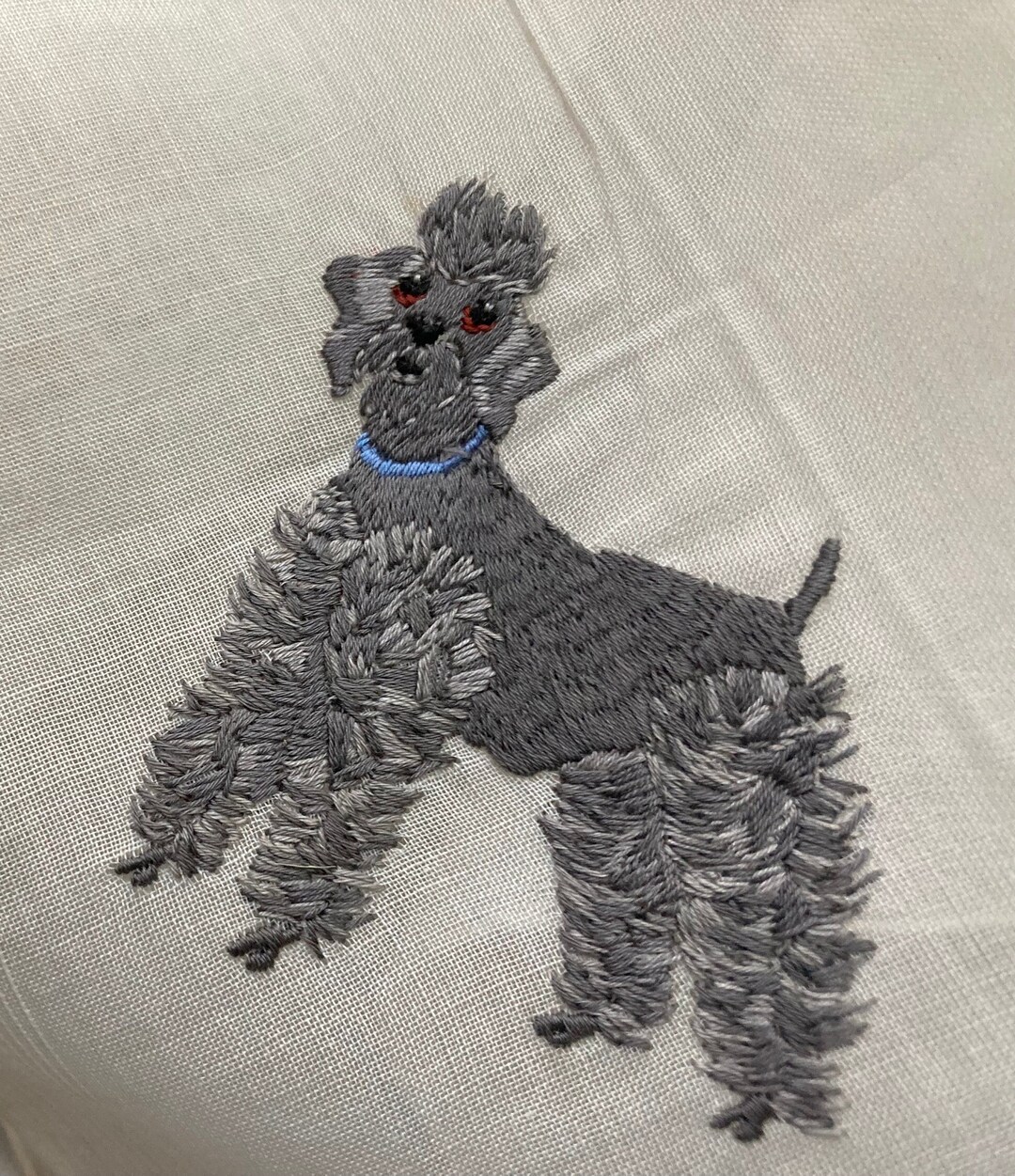 Schnauzer Embroidered Novelty Hanky~gray Dog Embroidery~nos/unused~made ...