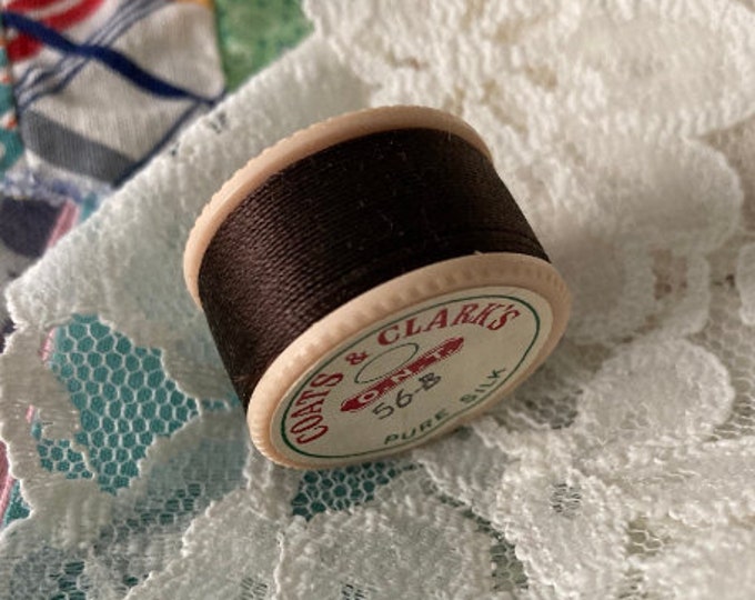 Chocolate Brown Vintage Spool SILK Twist Buttonhole Thread~coats Clarks ...