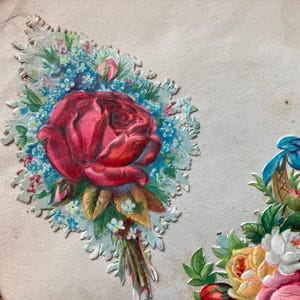 Birds Roses Flower Baskets Floral~scrapbook Page From Antique Victorian ...