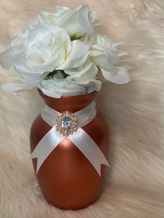 Copper and Ivory Vase Centerpiece, Table Centerpiece, Wedding, Custom ...