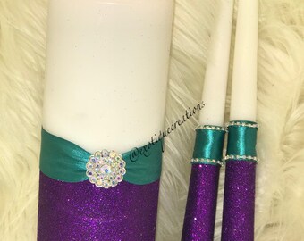 Silver Bling and Yellow 3 Pc Unity Candle Set Yellow and | Etsy