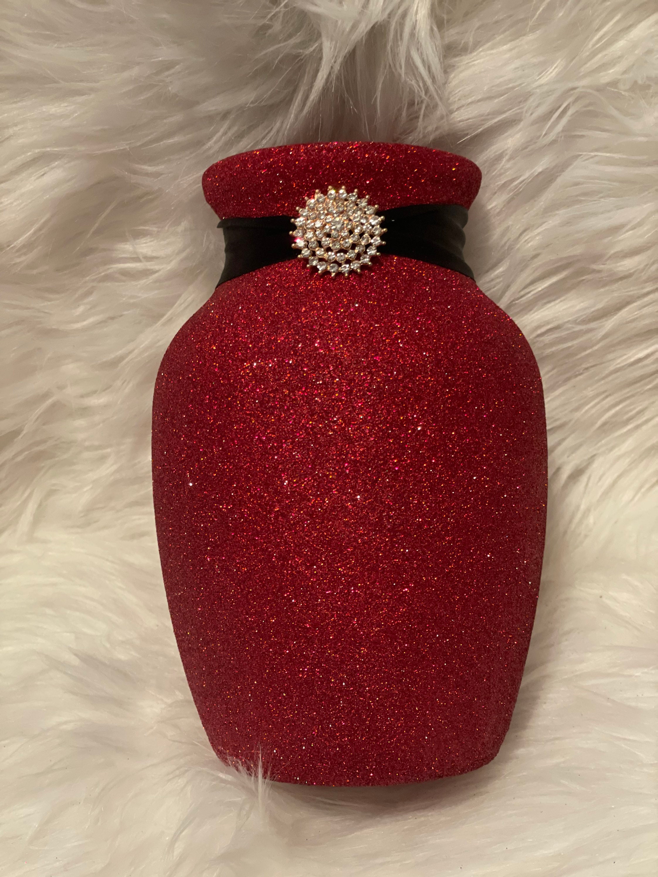 Cherry Red and Black Vase Centerpiece, Table Centerpiece, Wedding ...