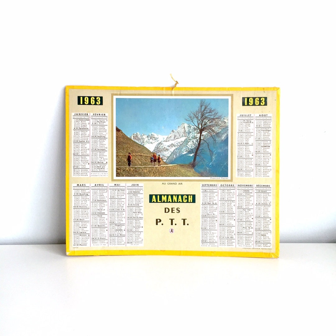 1963 Vintage Calendar From France - Etsy