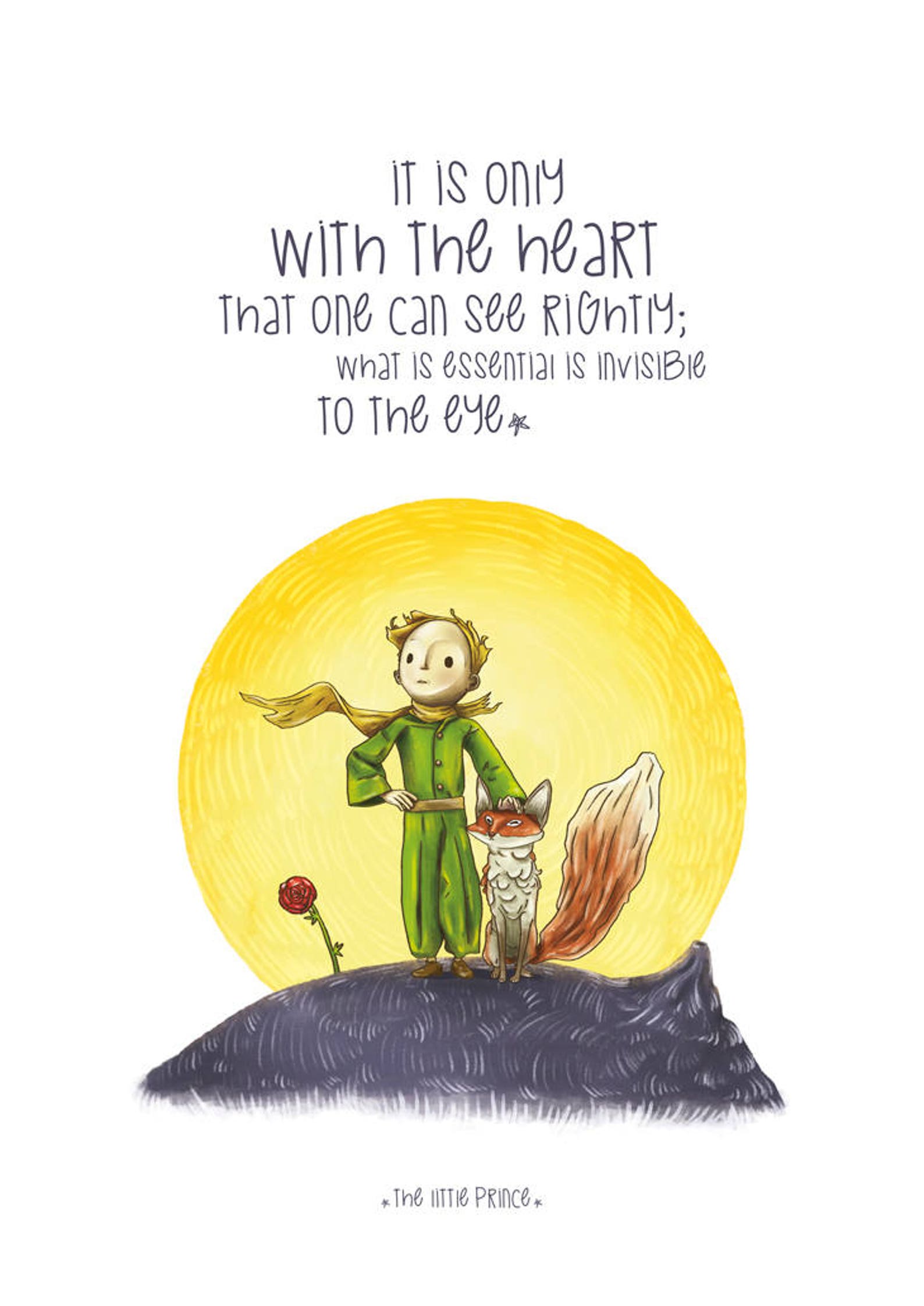 The Little Prince Poster, Illustrations, Typography, Wall Hanging Wall ...