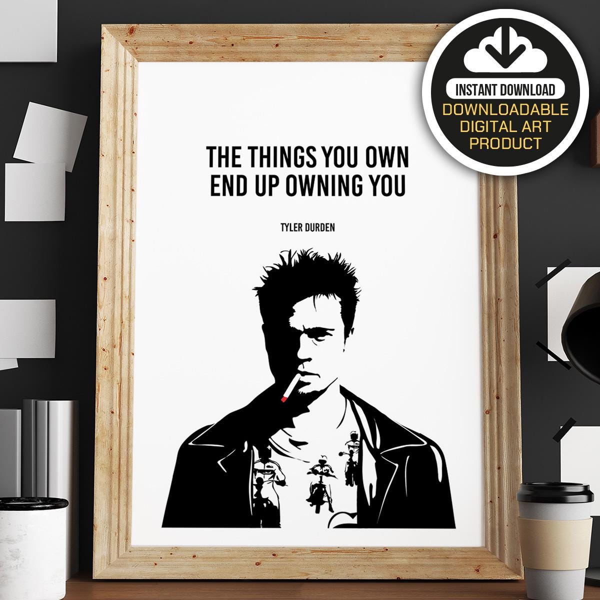 Tyler Durden Poster, Fight Club Poster, Illustrations, Typography, Gift ...