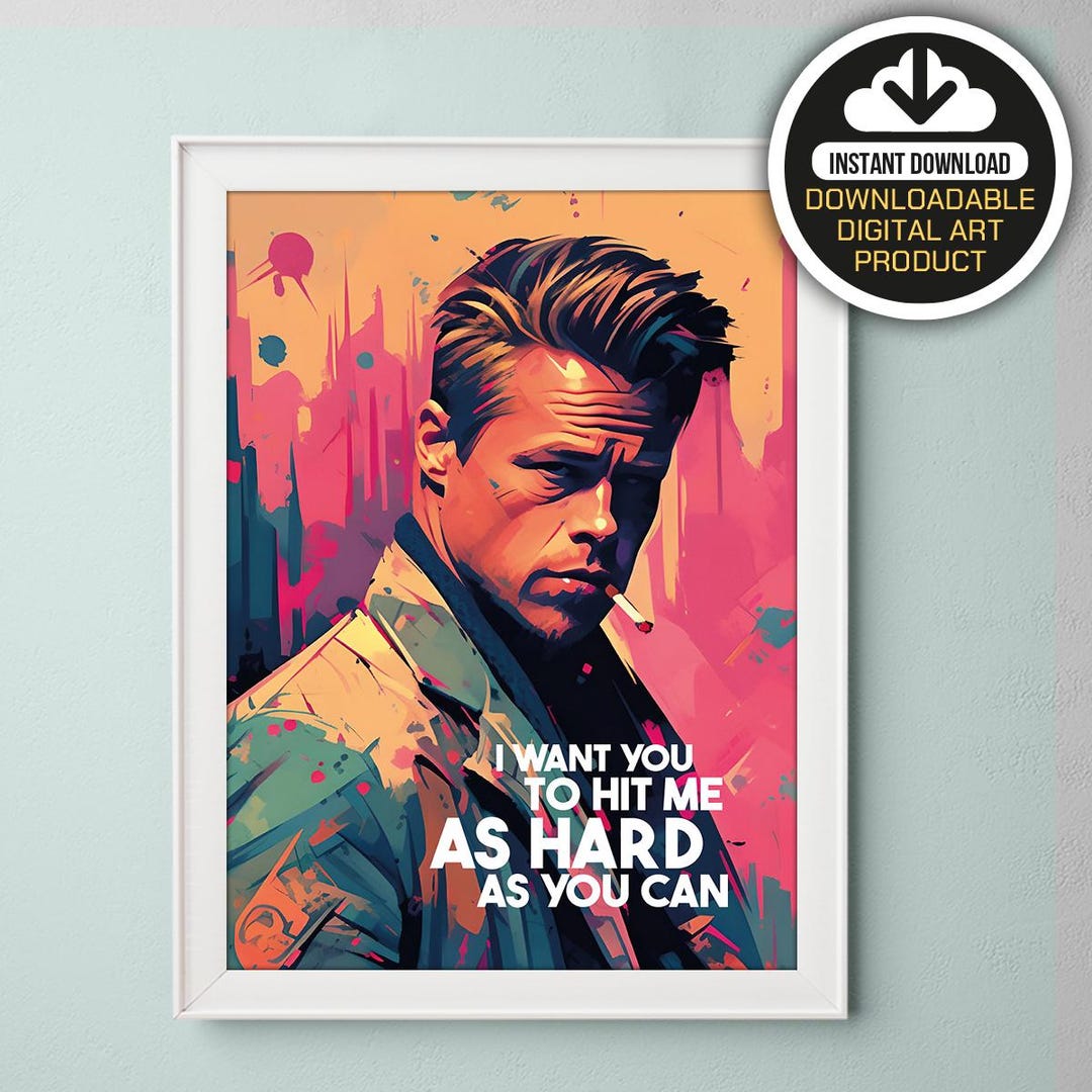 Tyler Durden Poster, Fight Club Poster, Illustrations, Typography, Gift ...