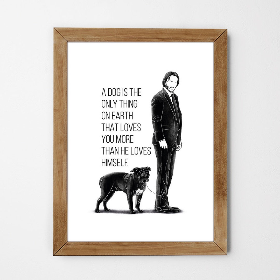 John Wick and Dog Art Poster, Gift Idea, Illustrations, Typography ...