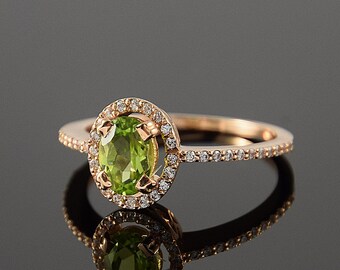 Oval peridot ring | Etsy