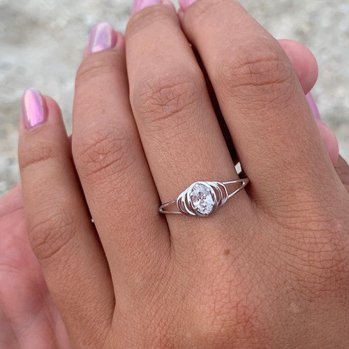Simple & Dainty 925 Sterling Silver Art Deco Promise Ring for - Etsy