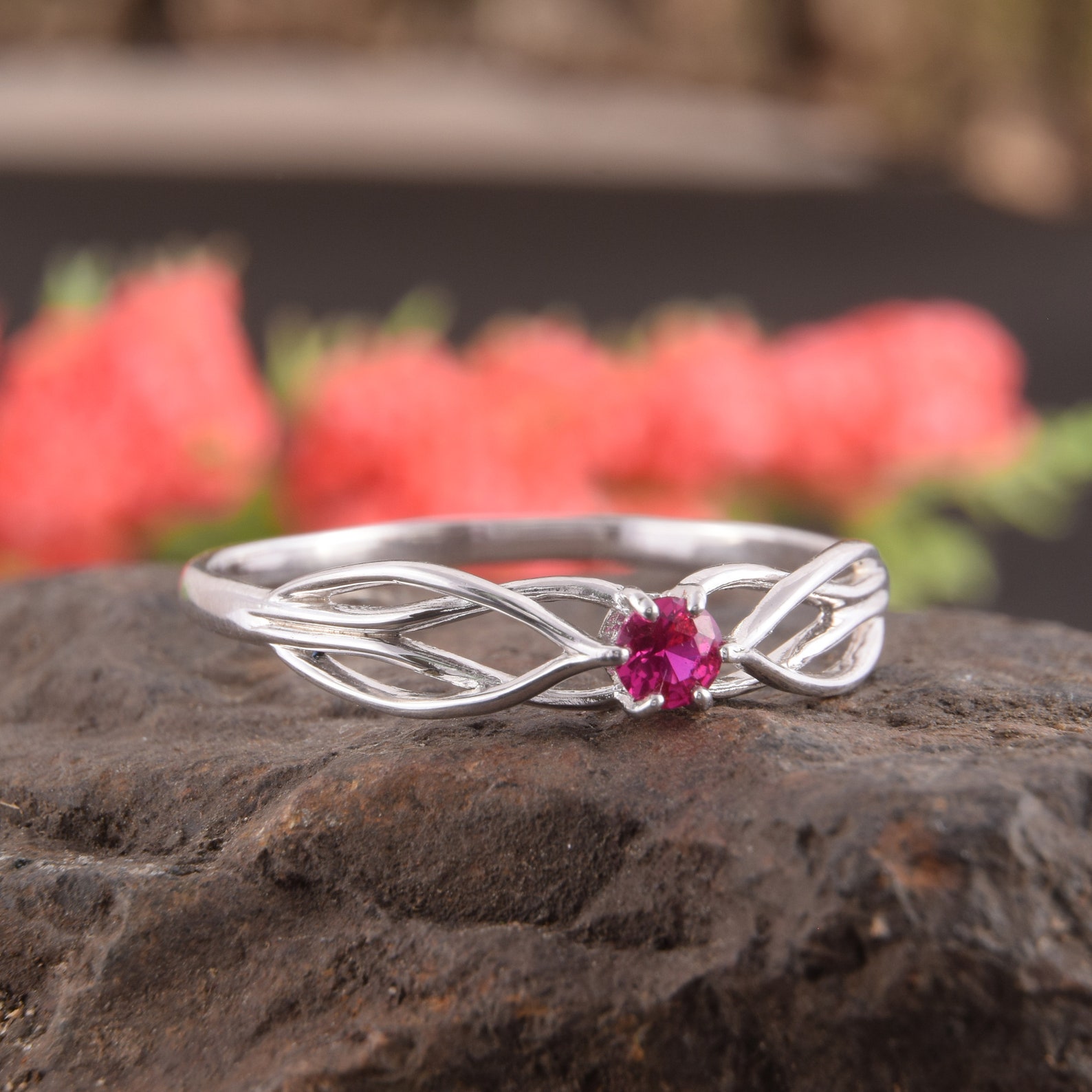 Ruby Ring Promise Ring Engagement Ring Women Silver Ring | Etsy