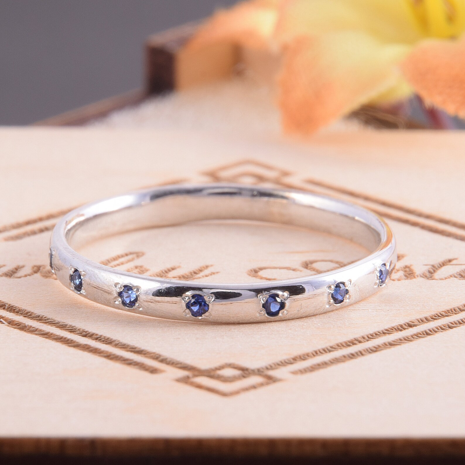 Band Ring Silver Band Ring Sapphire Ring Tiny Ring - Etsy