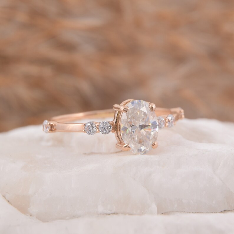 Rose Gold Oval Promise Ring for Her Dainty 1ct Oval - Etsy