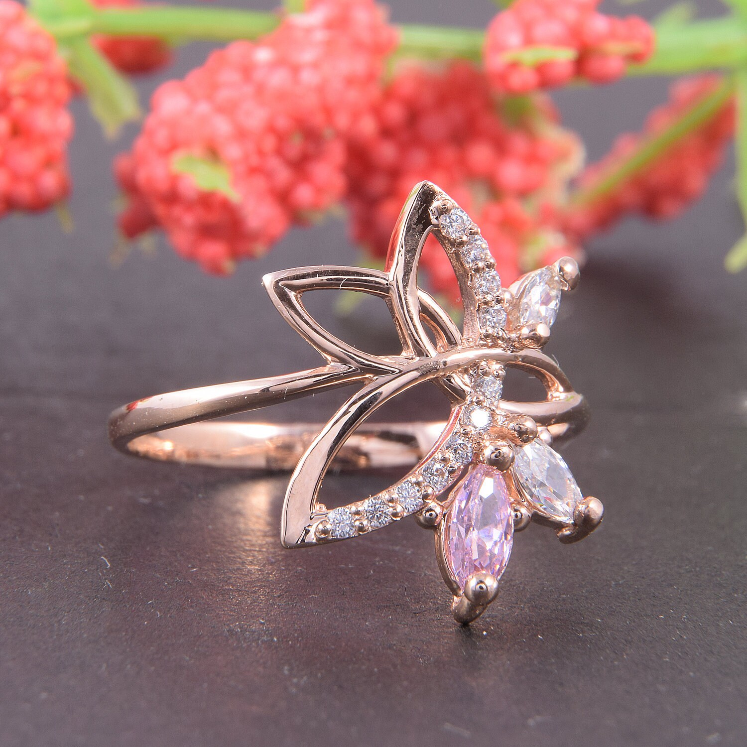 Multistone Ring Rose Gold Ring Unique Ring Gold Gift for | Etsy