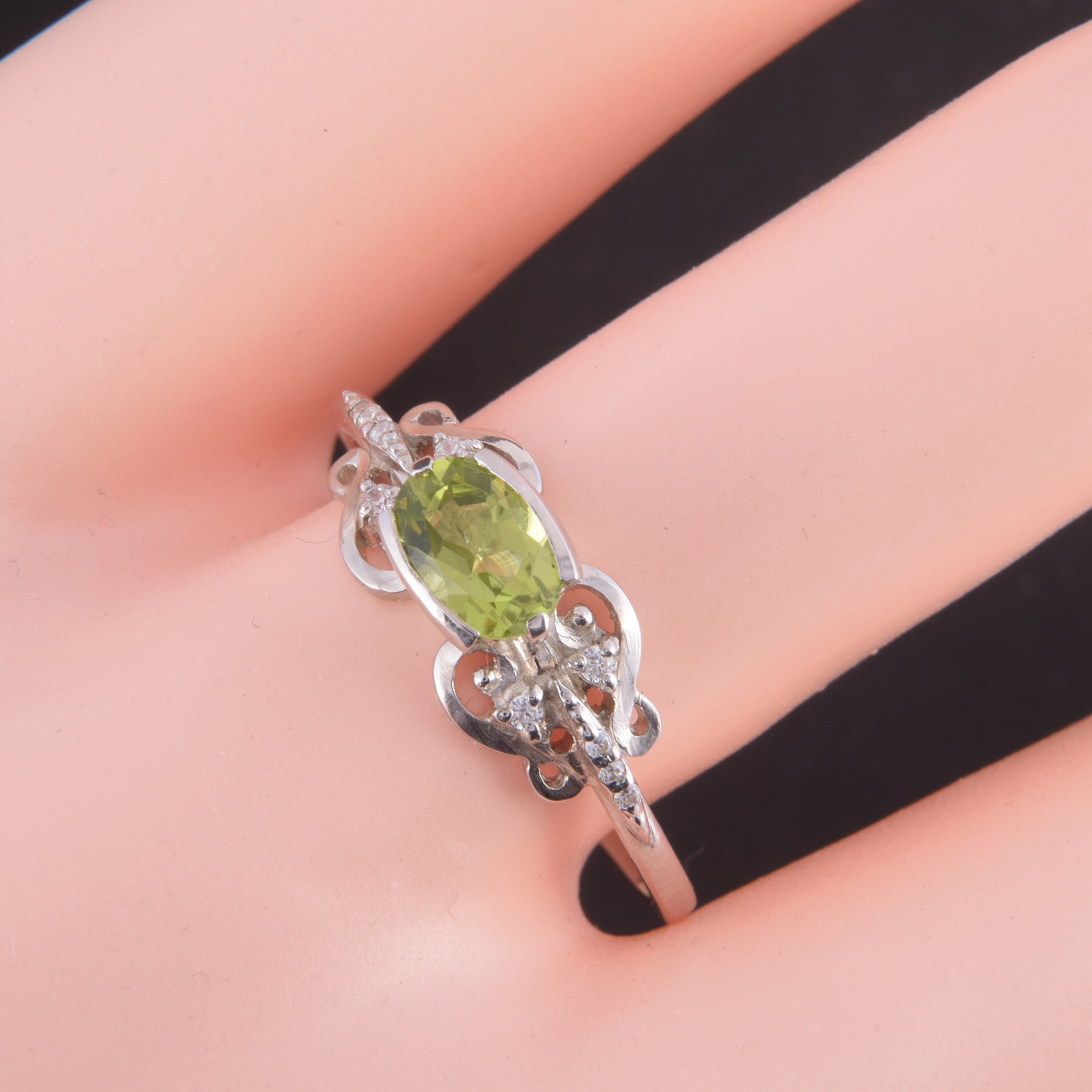 Unique Womens Peridot Engagement Ring Art Deco Engagement | Etsy