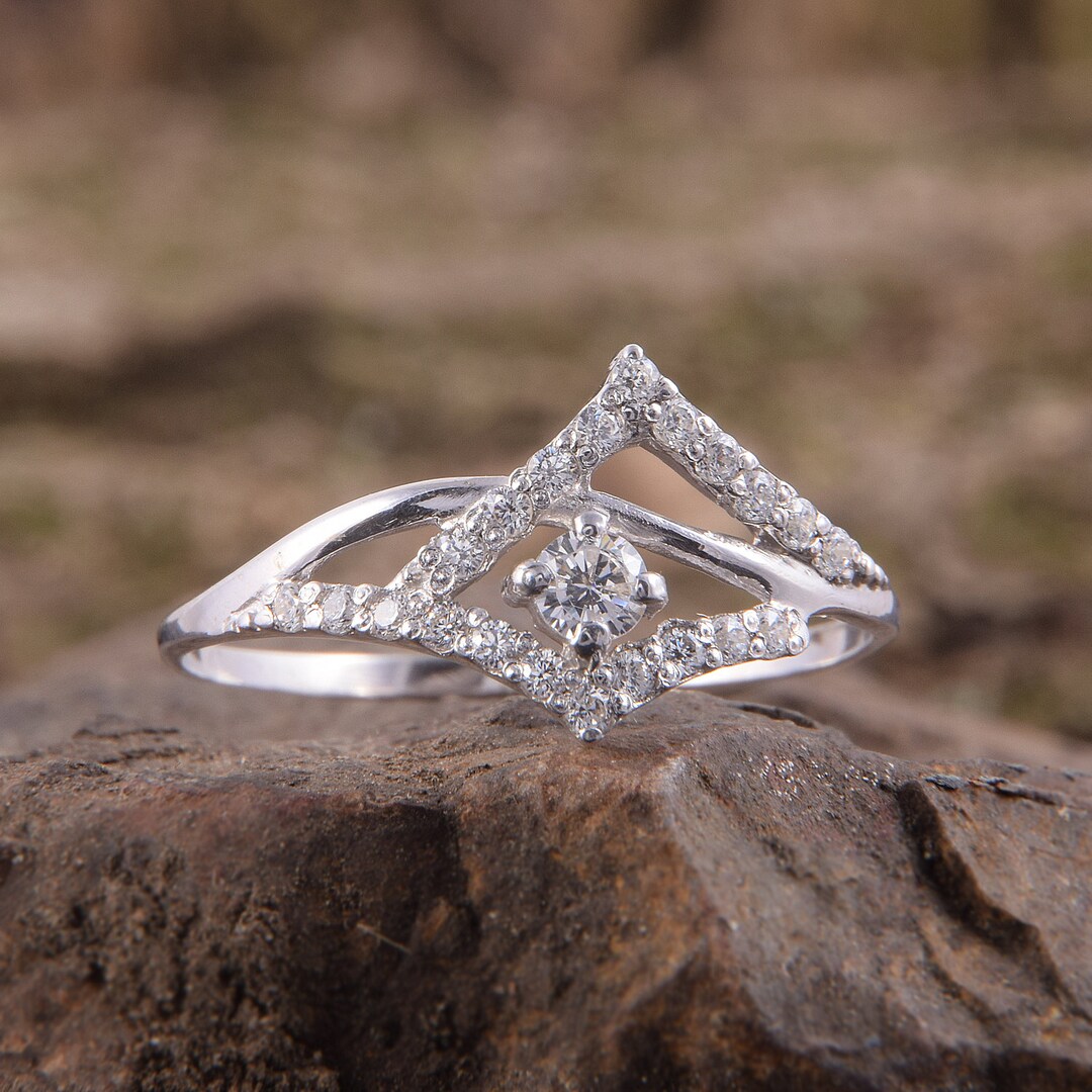 Unique Silver Ring, Geometric Ring, Art Deco Ring, Women Silver Ring ...