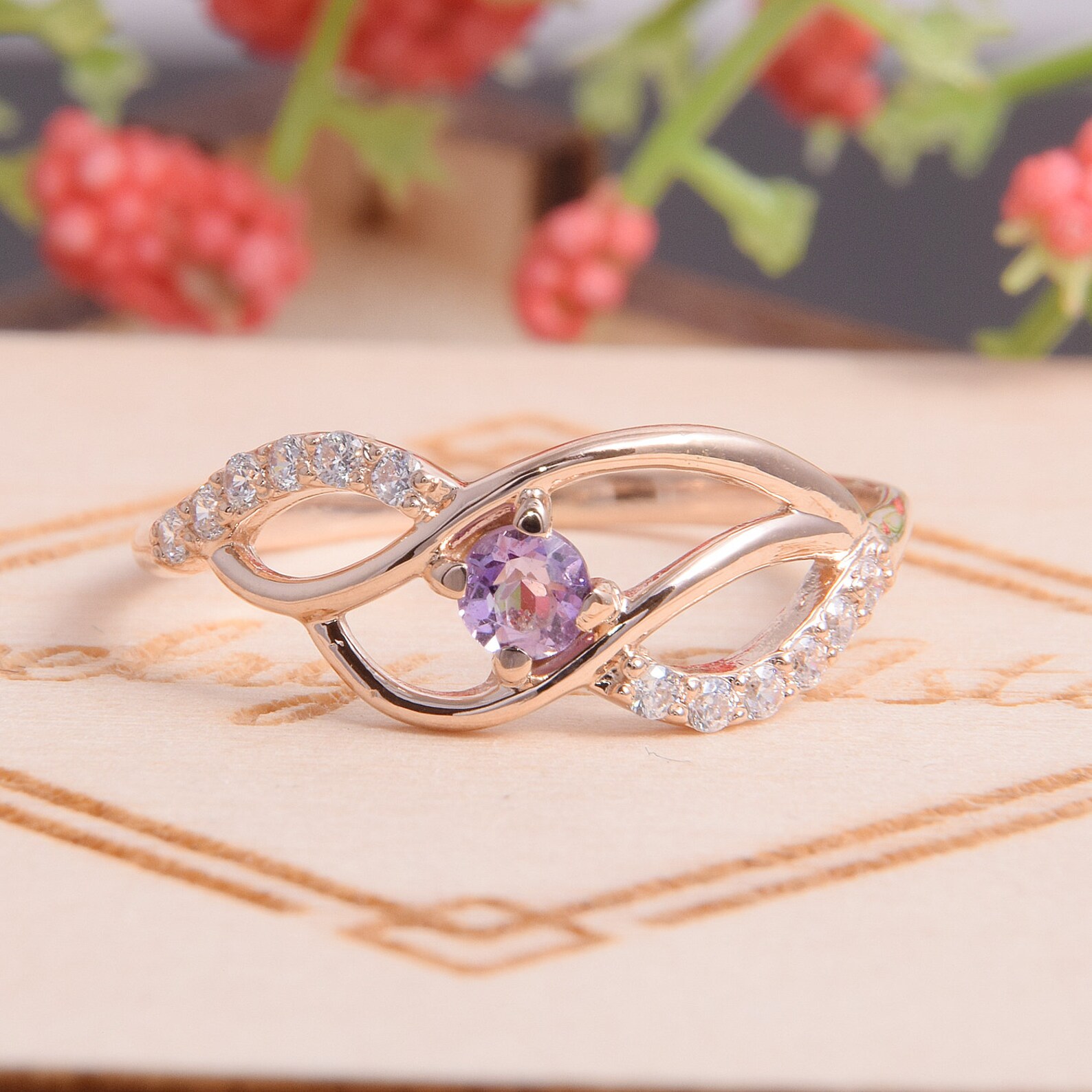 Amethyst ring Birthstone ring Gemstone ring Personalized | Etsy