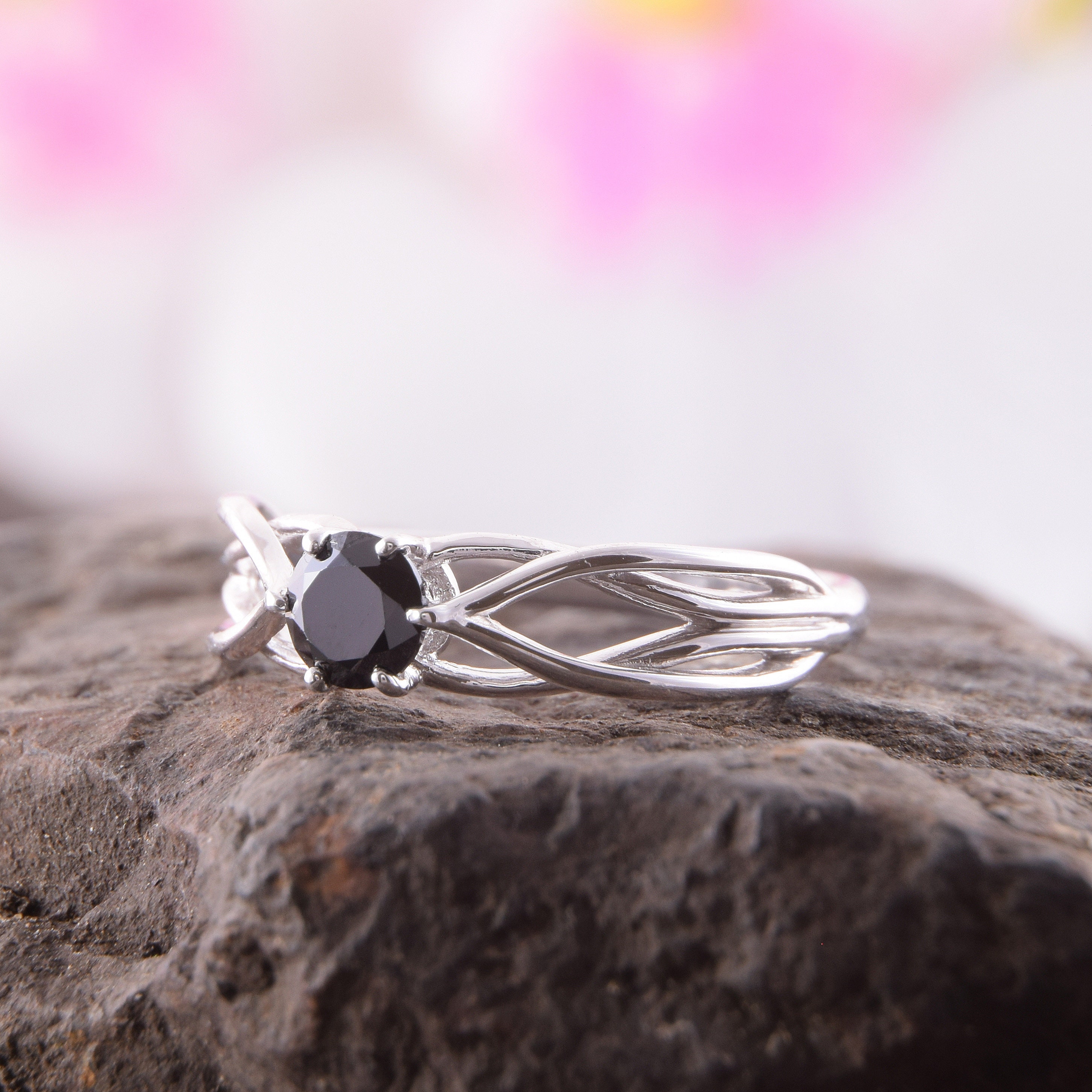 Black Stone Ring Women Promise Ring Elegant Ring Silver - Etsy