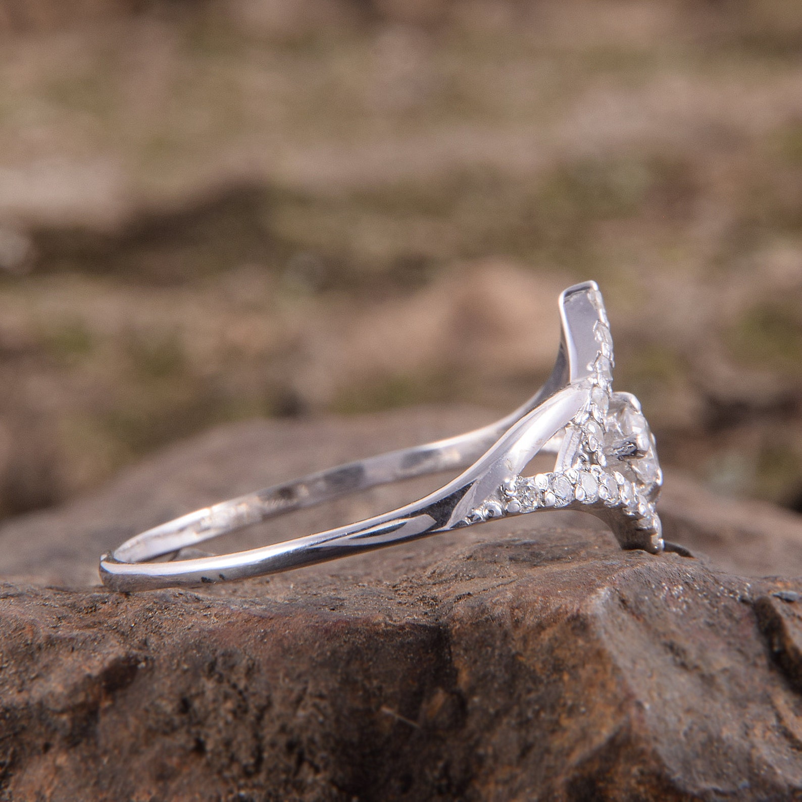 Unique silver ring Geometric ring Art deco ring Women | Etsy