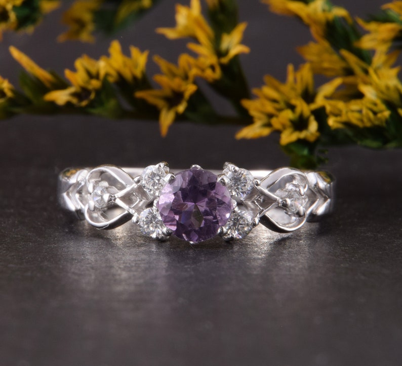 Unique Womens Amethyst Engagement Ring Antique Promise Ring - Etsy