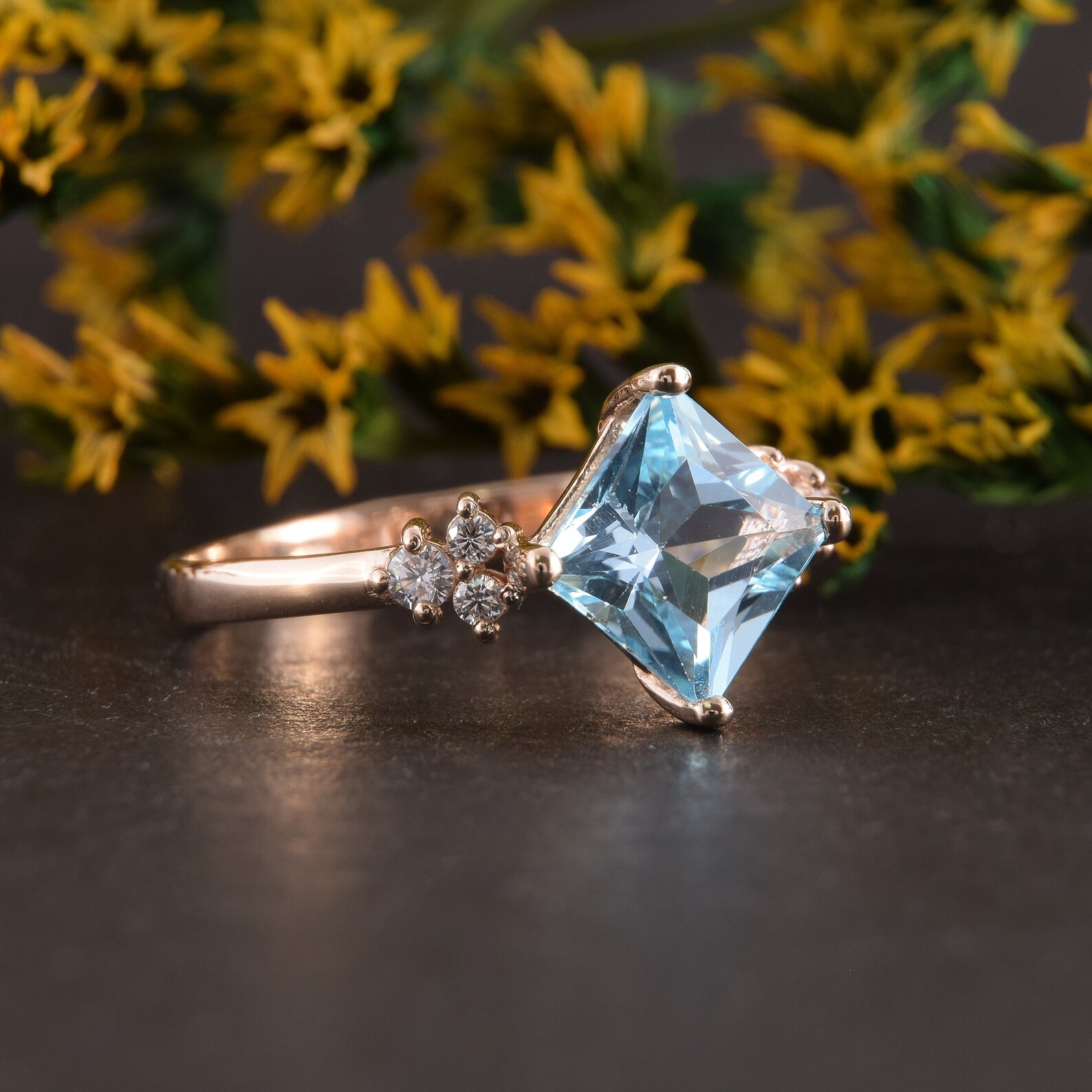 Topaz Ring Blue Topaz Ring Art Deco Ring Topaz Ring Gold | Etsy