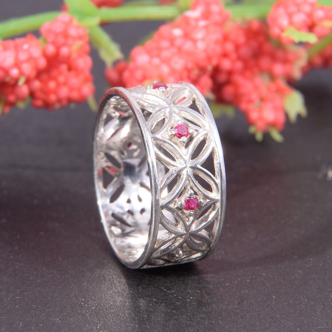 Ruby Ring, Wedding Band Silver, Band Ring Silver, Celtic Ring, Silver ...
