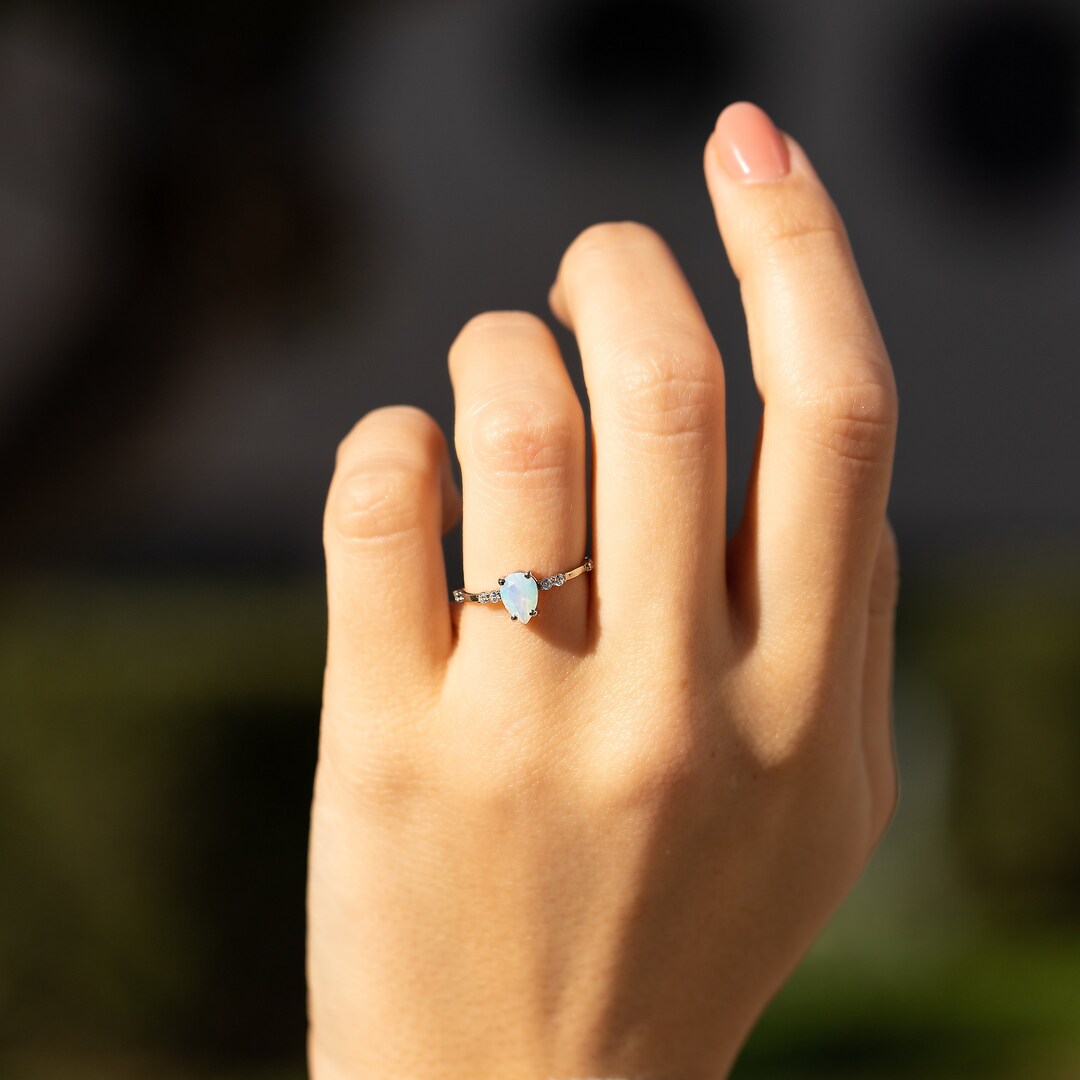 Pear Moonstone Promise Ring for Her, Women Moonstone Engagement Ring ...