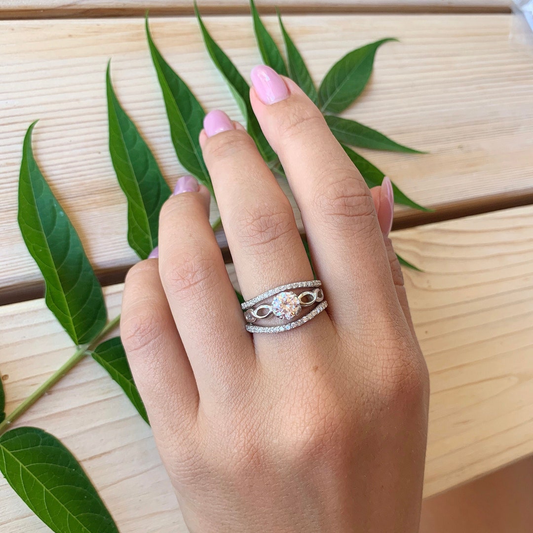 Celtic Style Rings, Antique Style Rings, Engagement Rings Set, Silver ...