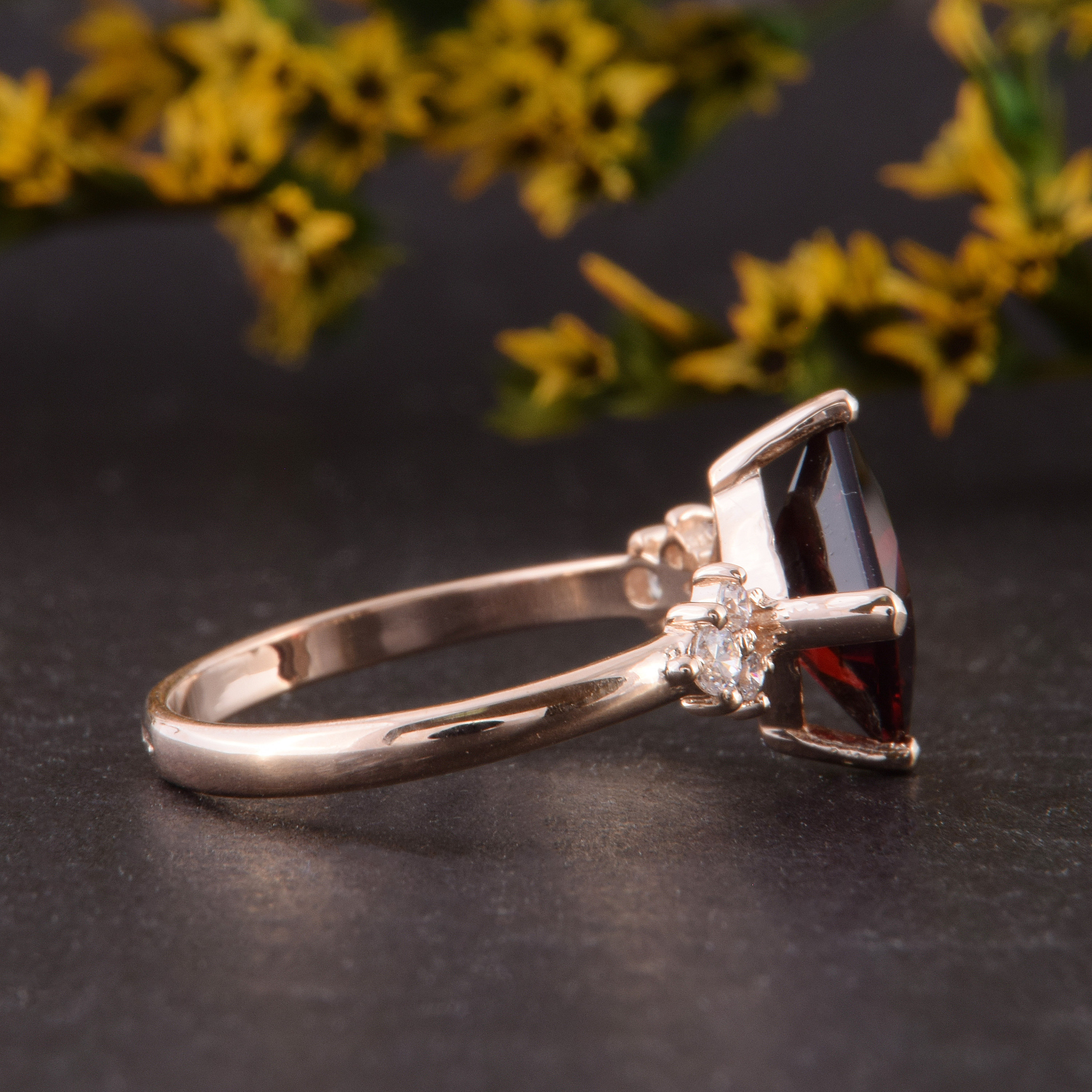 Garnet Ring Square Ring Promise Ring Anniversary Ring - Etsy