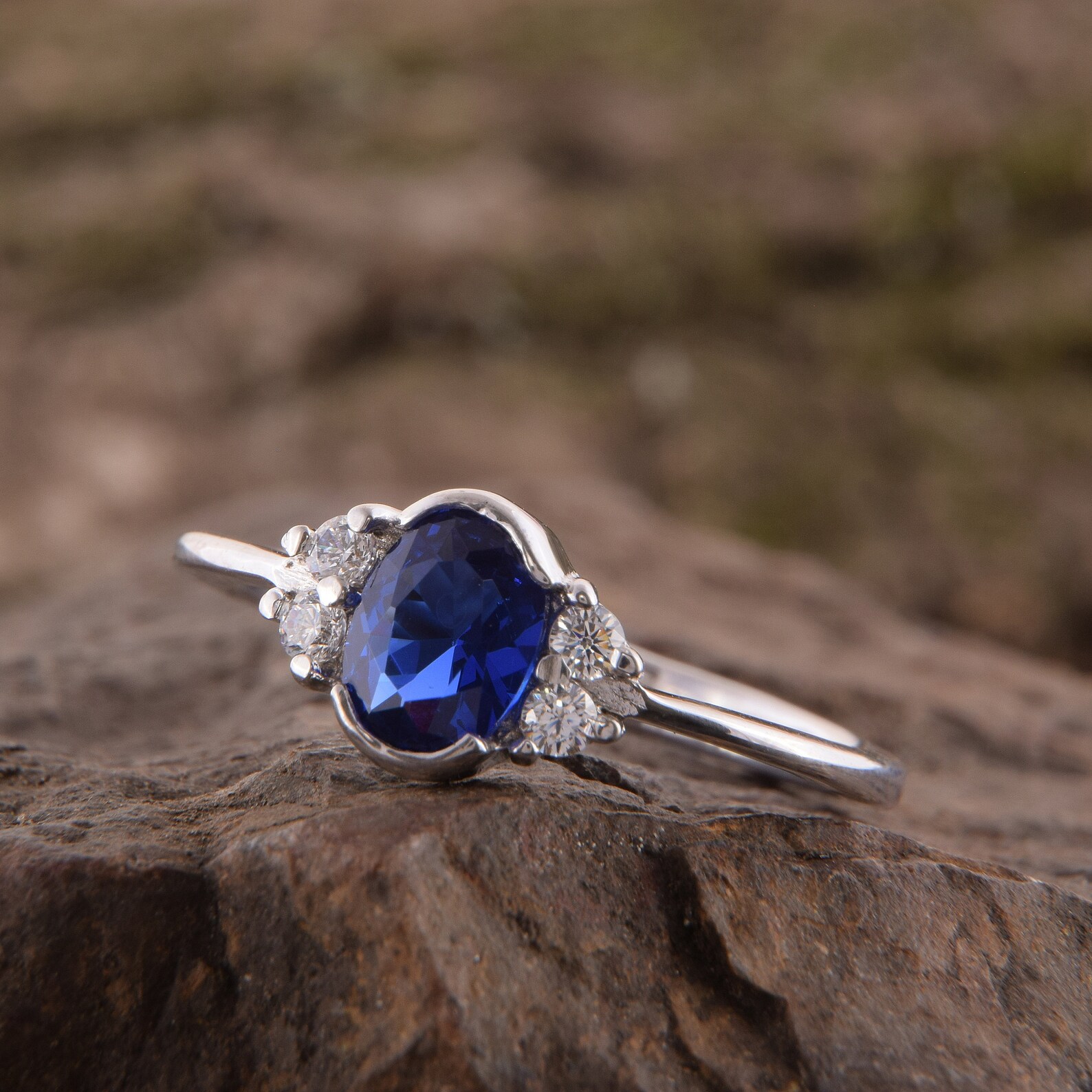 Promise Ring for Her Sapphire Ring Silver Blue Stone Ring - Etsy