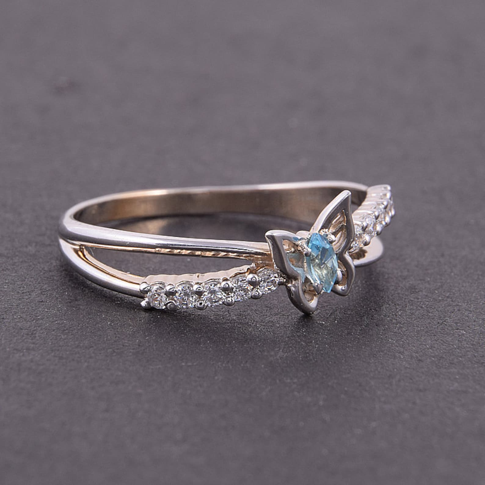Promise Ring for Her Butterfly Ring Topaz Ring Custom Stone | Etsy