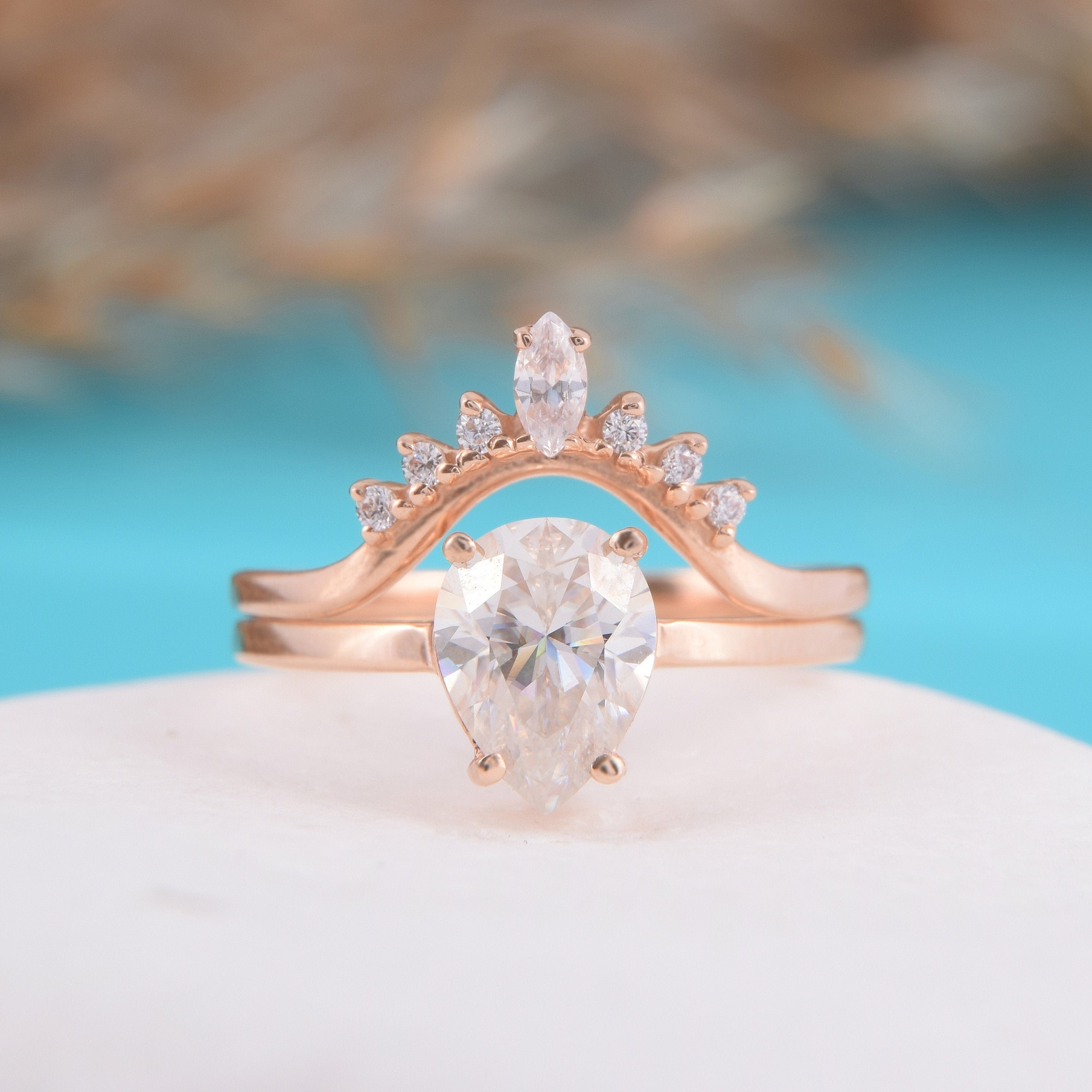Unique Promise Rings Set for Her Simple & Dainty 14k Rose - Etsy