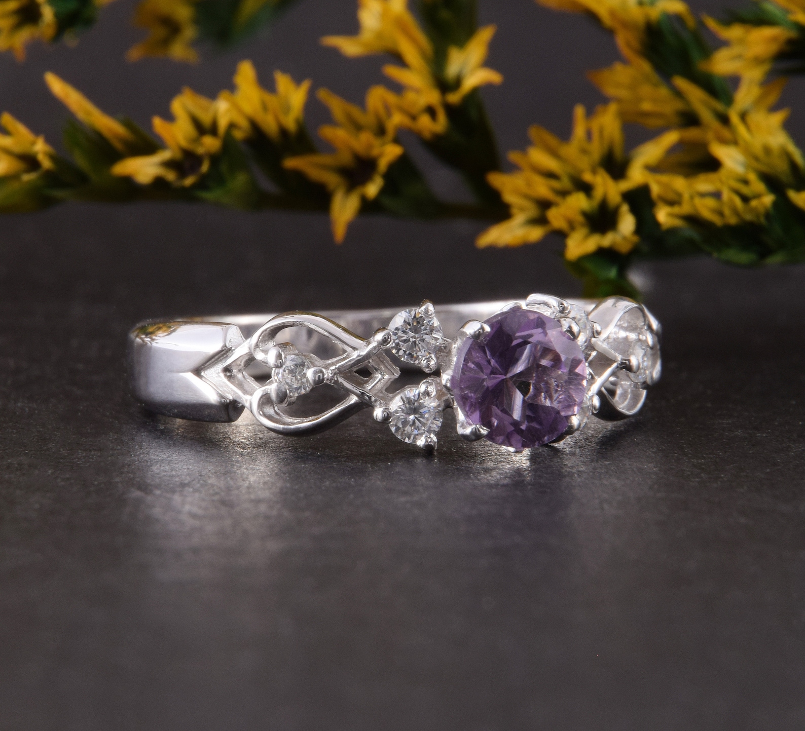 Unique Womens Amethyst Engagement Ring Antique Promise Ring - Etsy