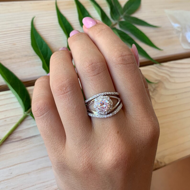 Wedding Rings Set Silver Wedding Rings Bridal Set Ring - Etsy