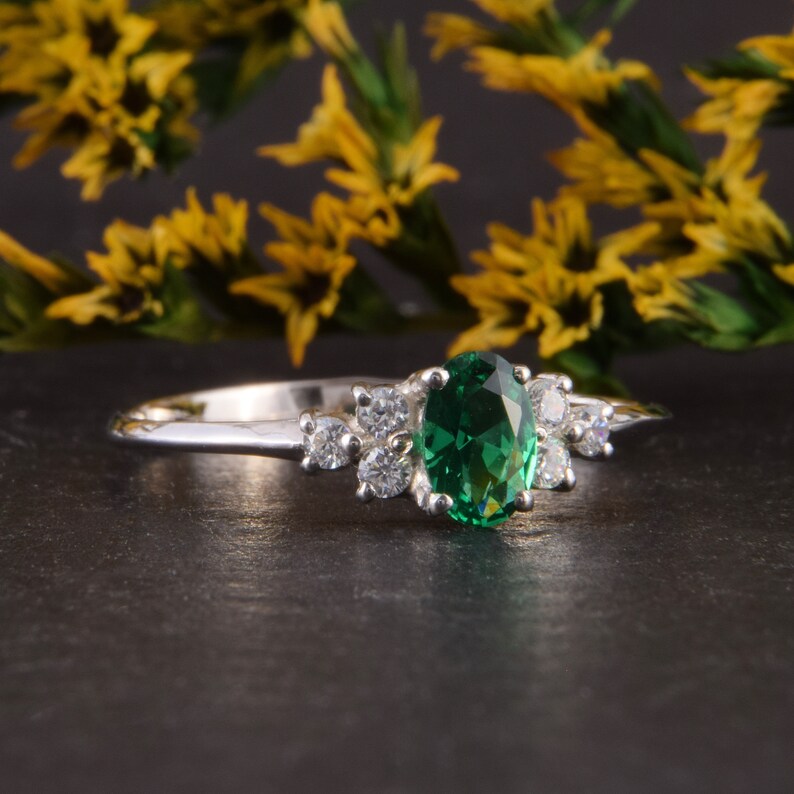 925 Sterling Silver Emerald Promise Ring for Her Small & | Etsy