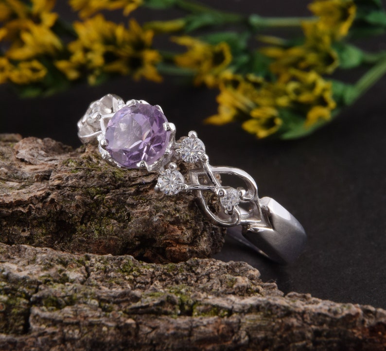 Unique womens amethyst engagement ring Antique promise ring | Etsy