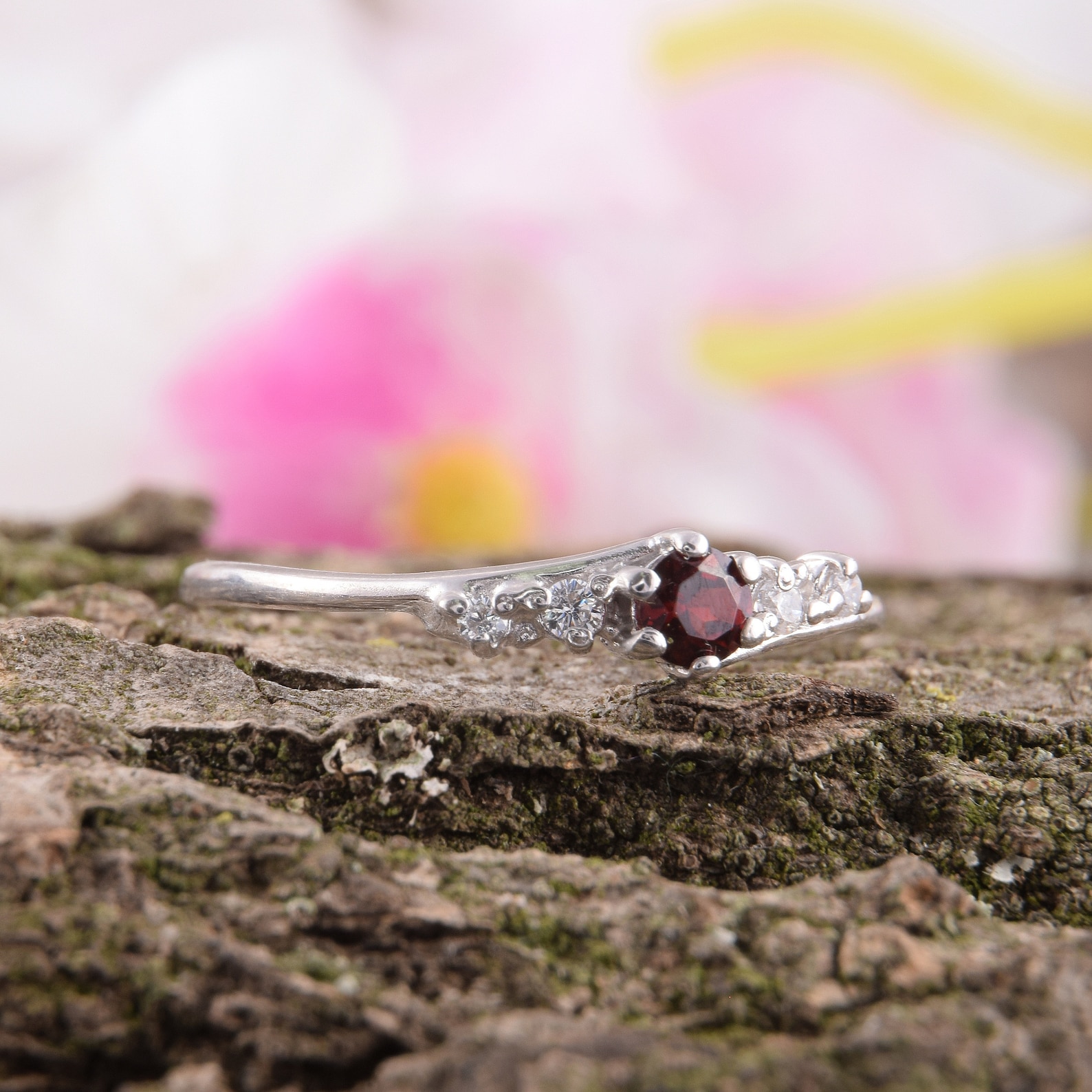 Garnet Ring Women Promise Ring Silver Ring for Her Elegant - Etsy