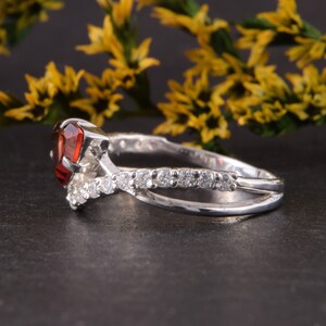 Womens Sterling Silver Garnet Promise Ring Art Deco Promise - Etsy