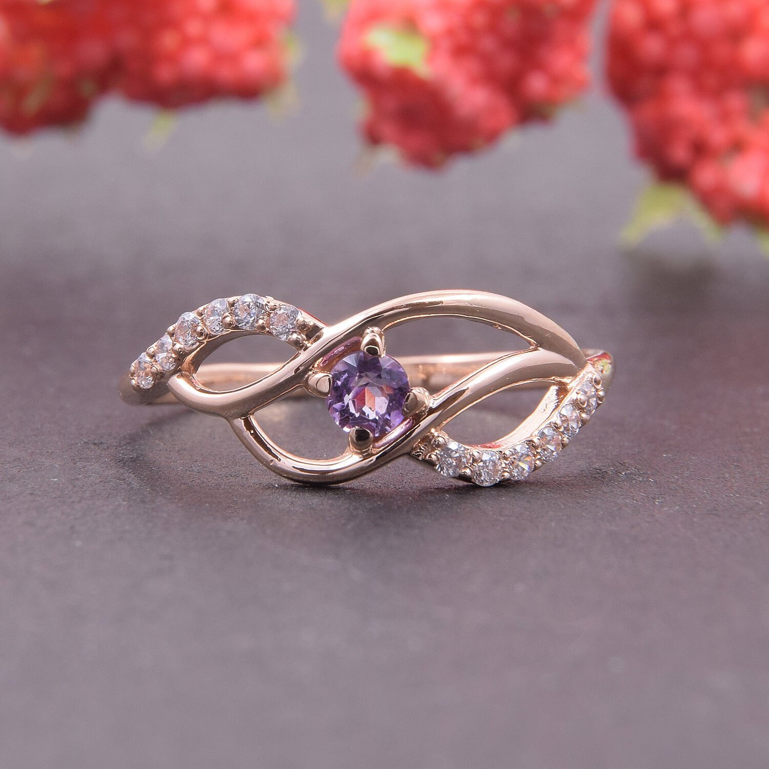 Amethyst ring Birthstone ring Gemstone ring Personalized | Etsy