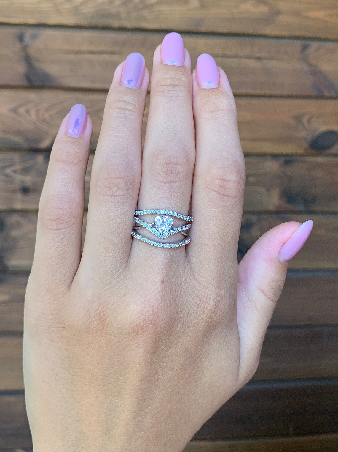 Silver Wedding Rings Wedding Rings Set Wedding Set for Her | Etsy