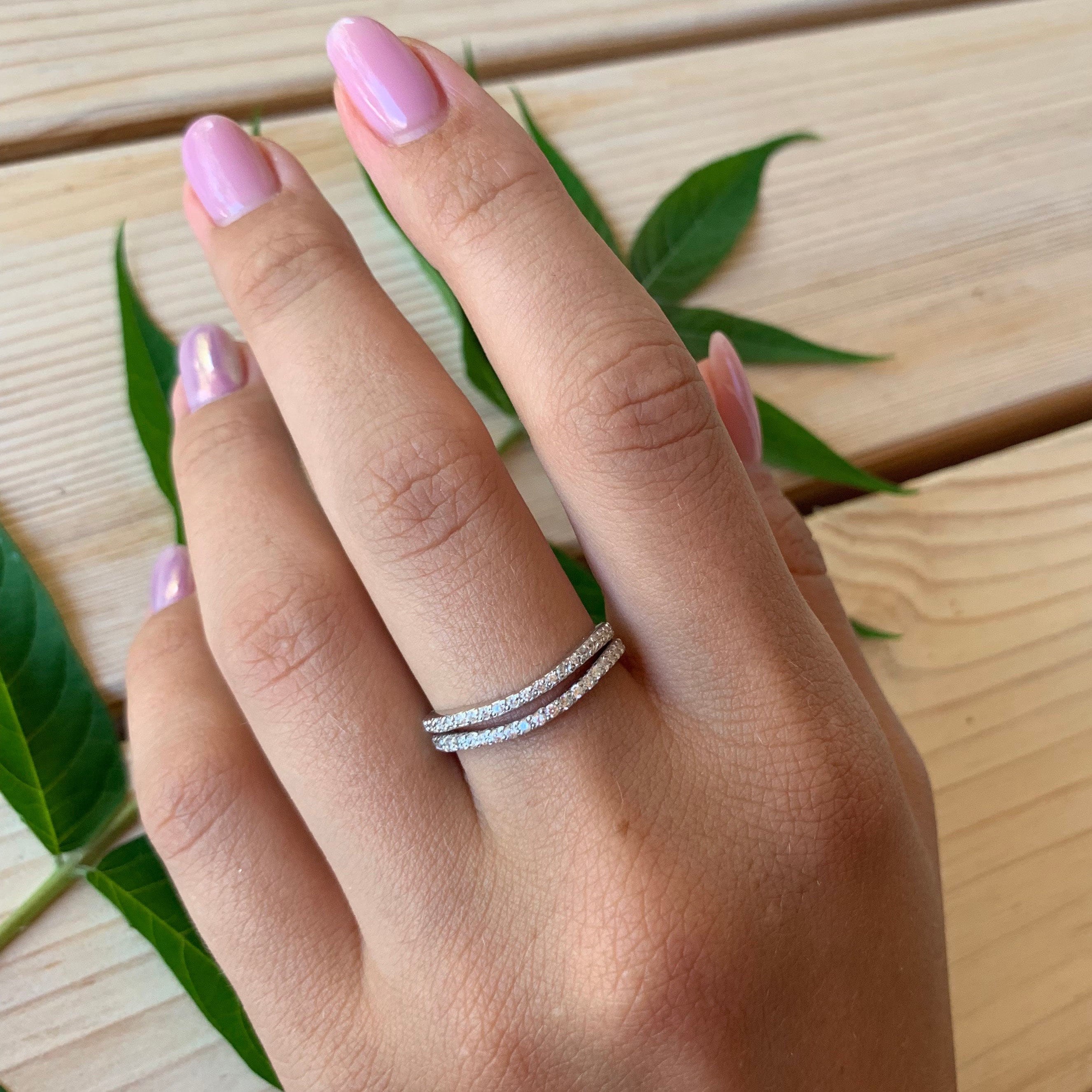 Tiny Wedding Rings Dainty Wedding Rings Silver Wedding - Etsy