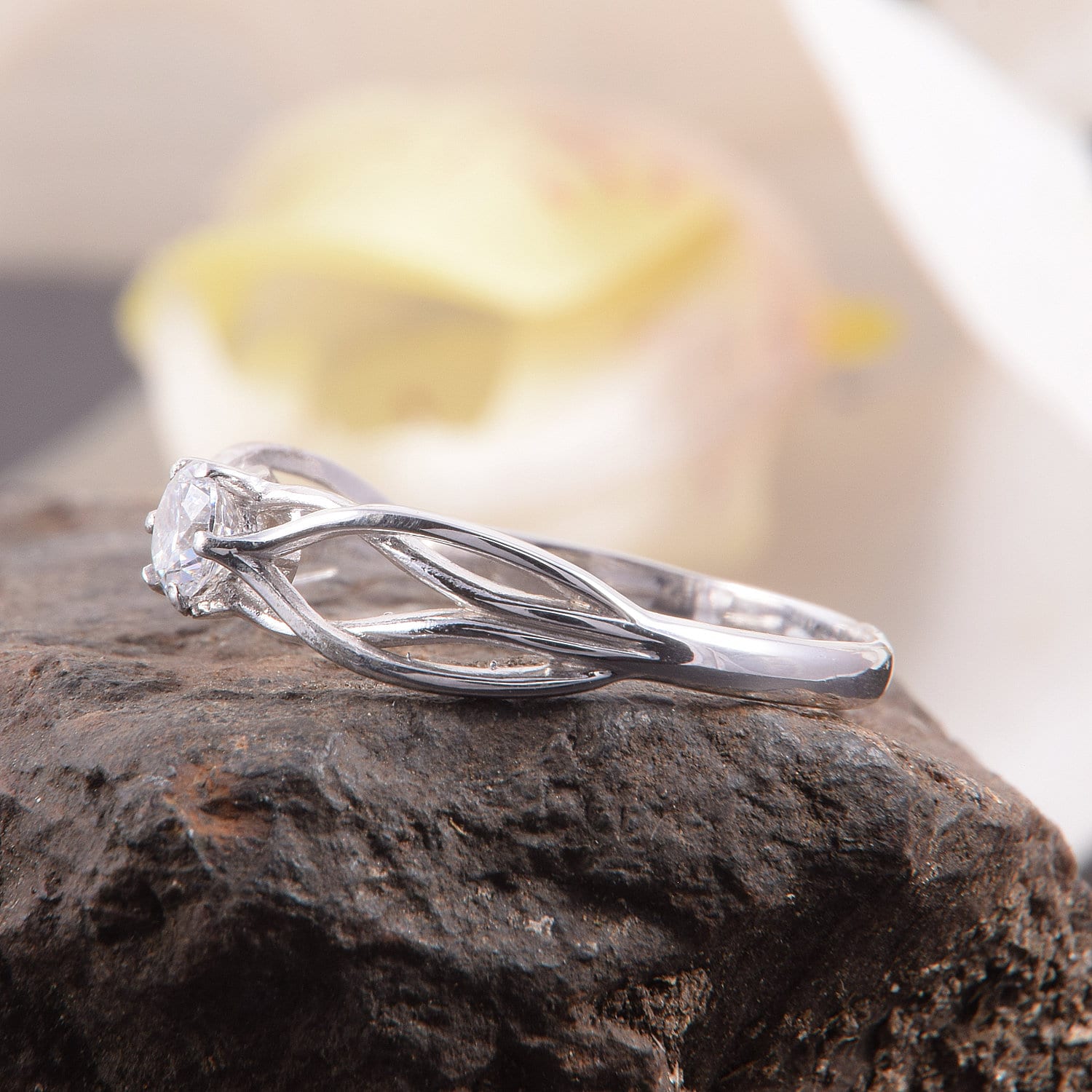 Unique 925 Sterling Silver Celtic Style Solitaire Promise Ring | Etsy