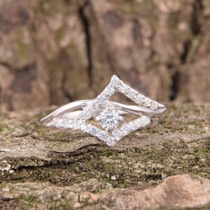 Unique Silver Ring Geometric Ring Art Deco Ring Women - Etsy