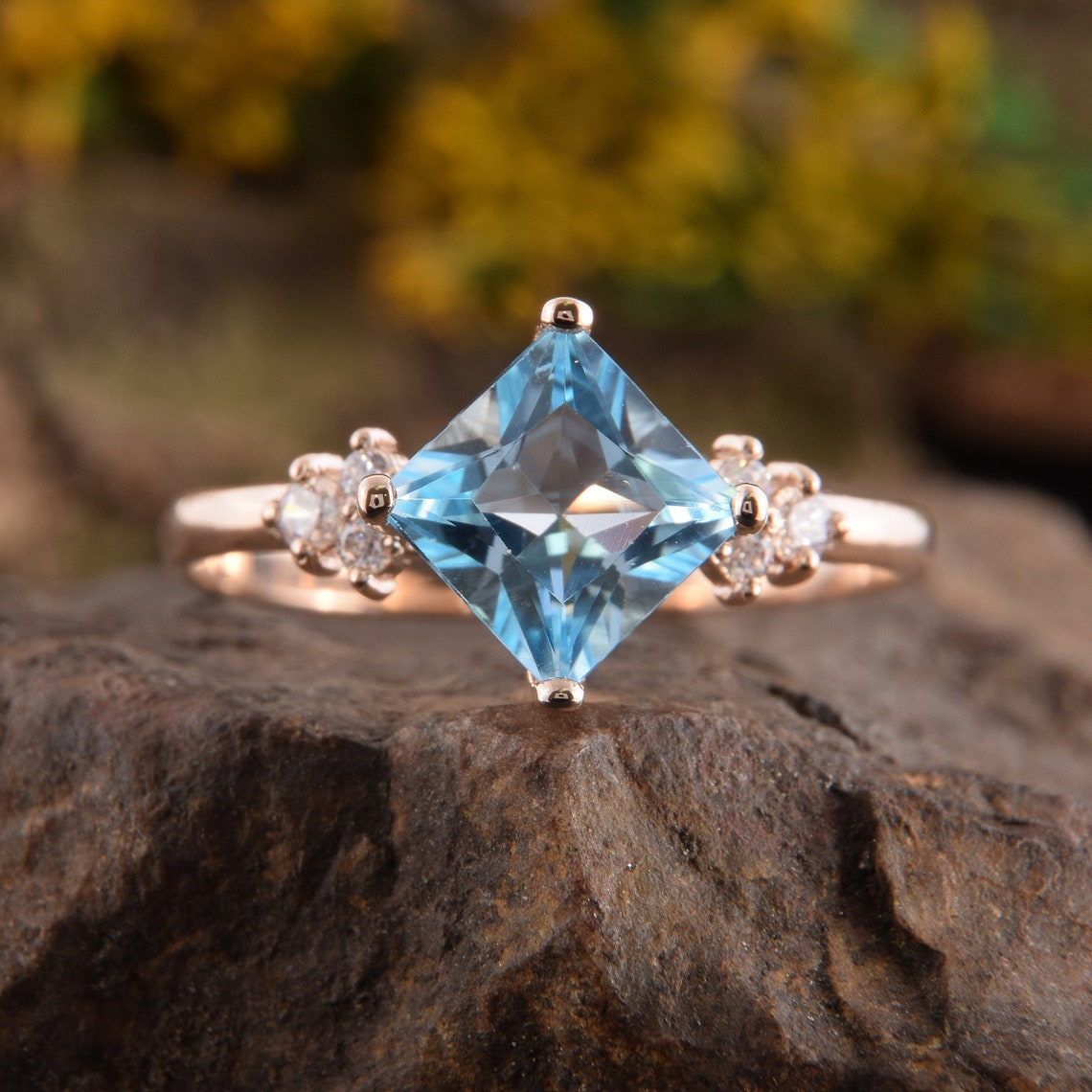 Topaz ring Blue topaz ring Art deco ring Topaz ring gold | Etsy