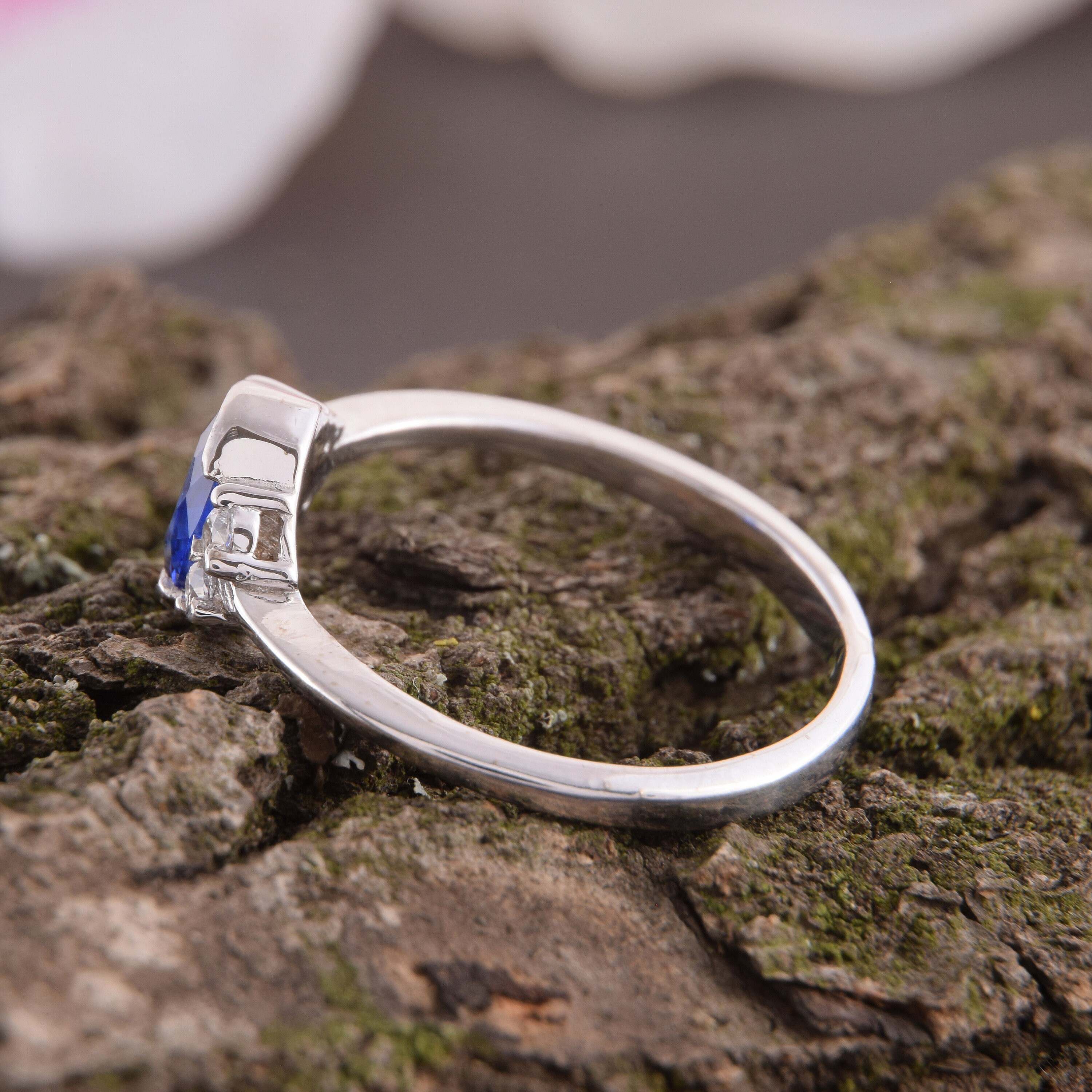 Promise ring for her Sapphire ring silver Blue stone ring | Etsy