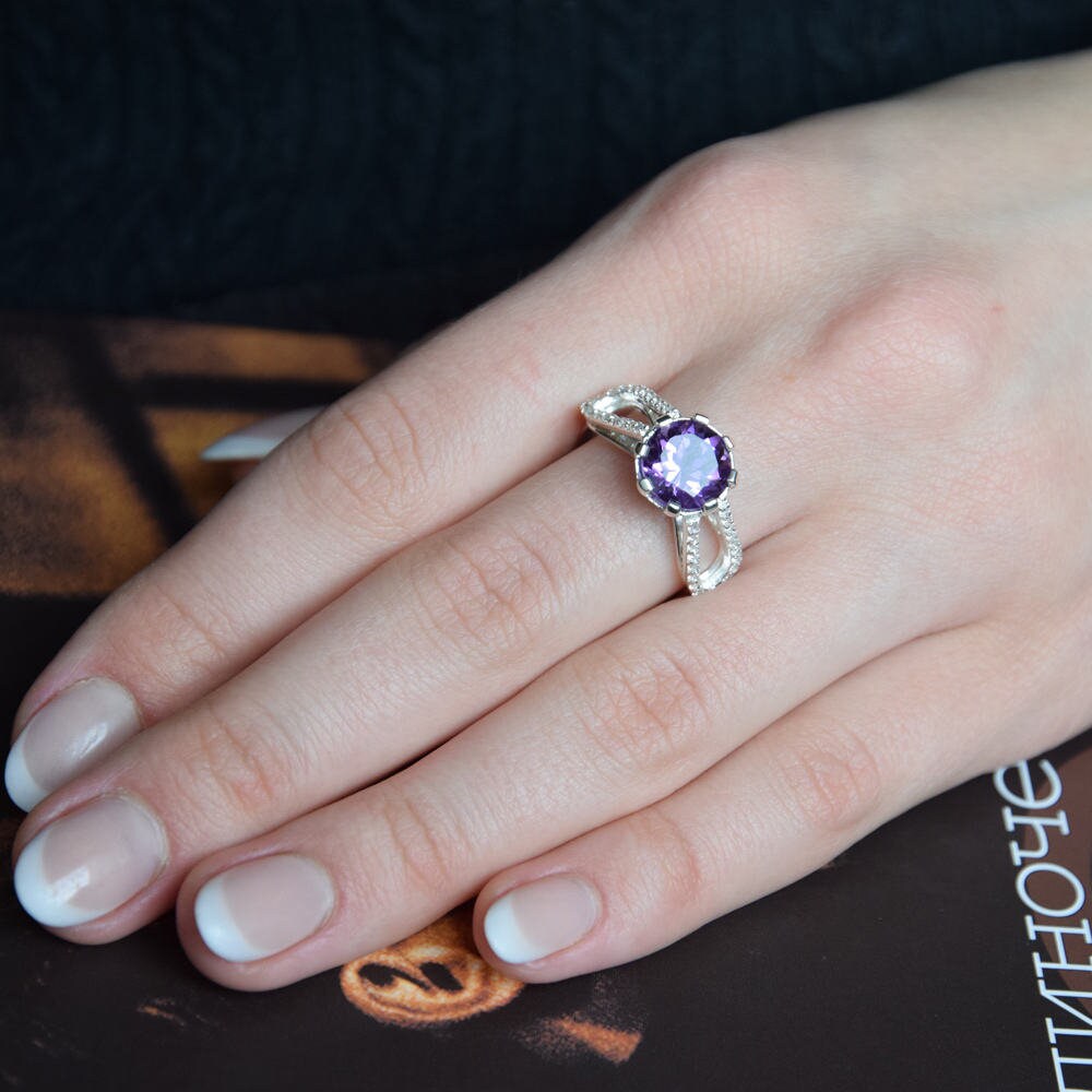 Amethyst Ring, Silver Amethyst Ring, Victorian Ring, Art Deco Ring ...