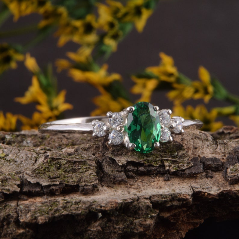 925 Sterling Silver Emerald Promise Ring for Her Small & | Etsy