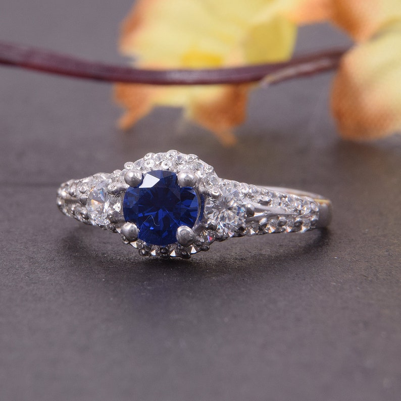 Sapphire Ring Silver Promise Ring Silver Engagement Ring - Etsy