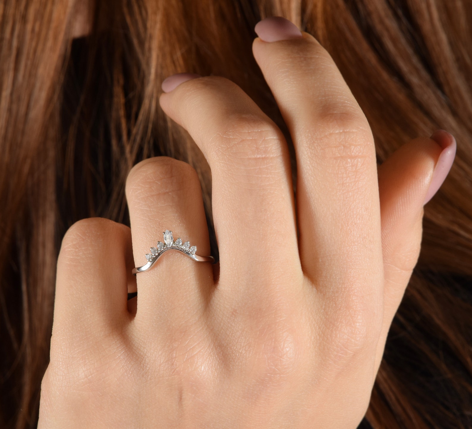 Antique Style Dainty 925 Sterling Silver Womens Curved Wedding - Etsy