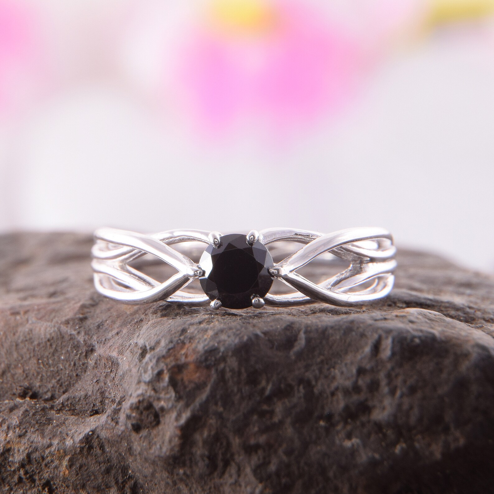Black Stone Ring Women Promise Ring Elegant Ring Silver - Etsy